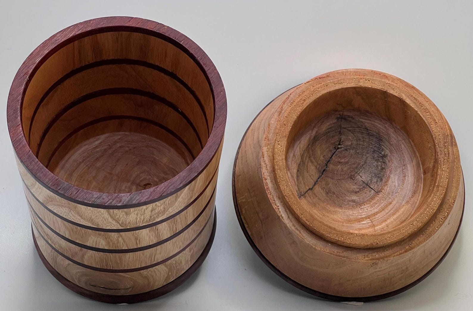 A Lidded Wooden Layered Jar With Marble Top - Etsy