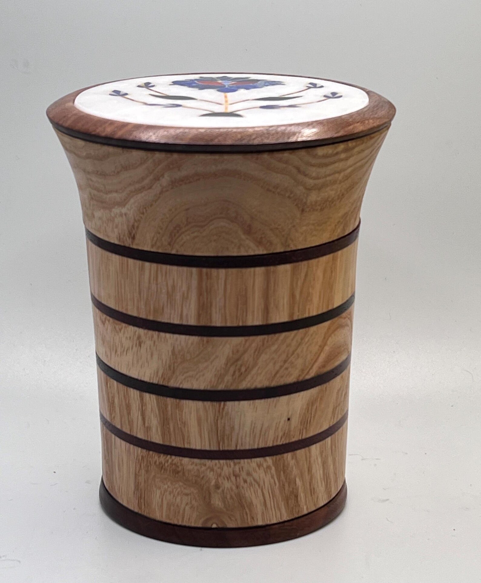 A Lidded Wooden Layered Jar With Marble Top - Etsy