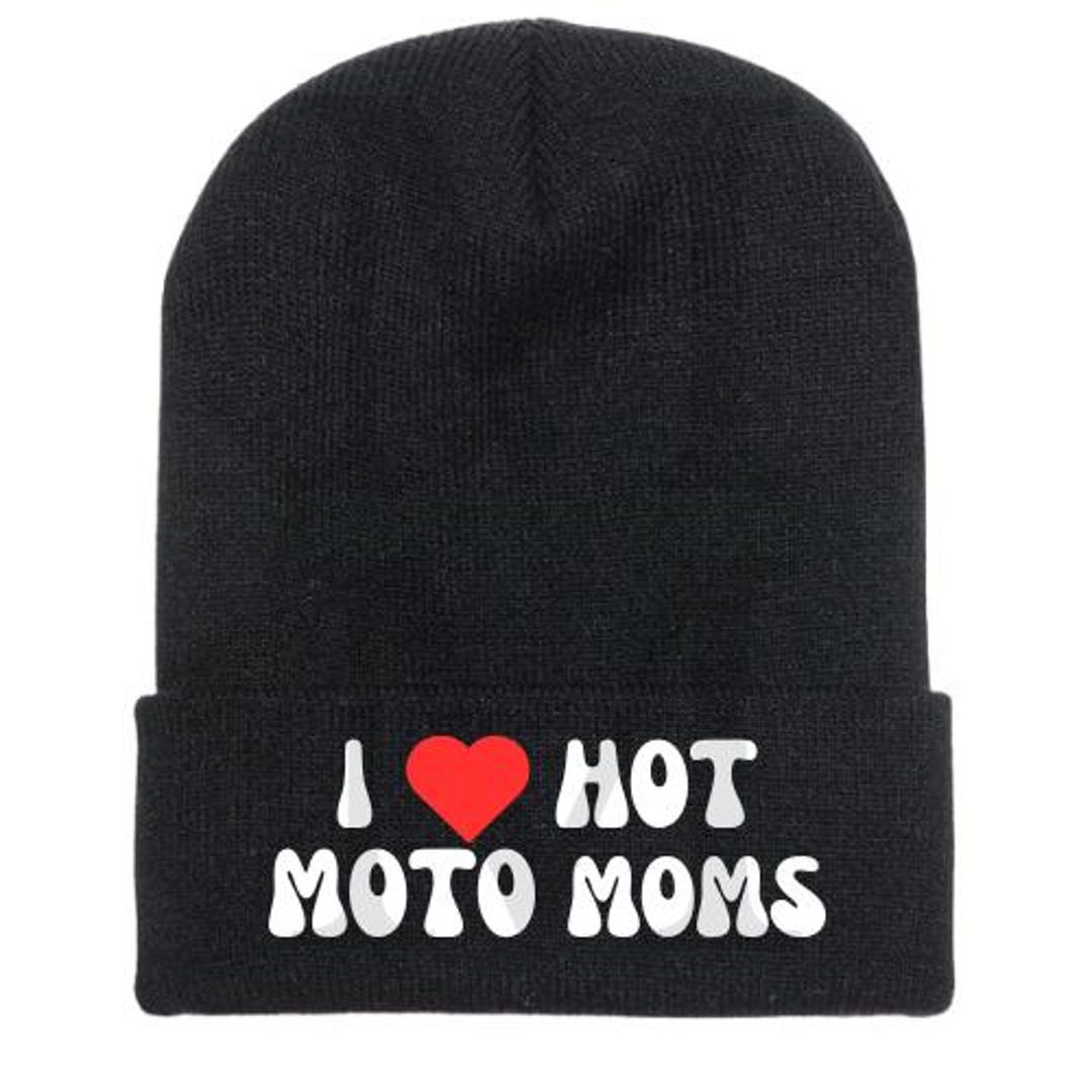 I Love HOT MOTO MOMS Beanie moto Mom Beaniecustom Beaniewinter Beanie ...