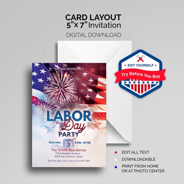 Labor Day Invite - Etsy