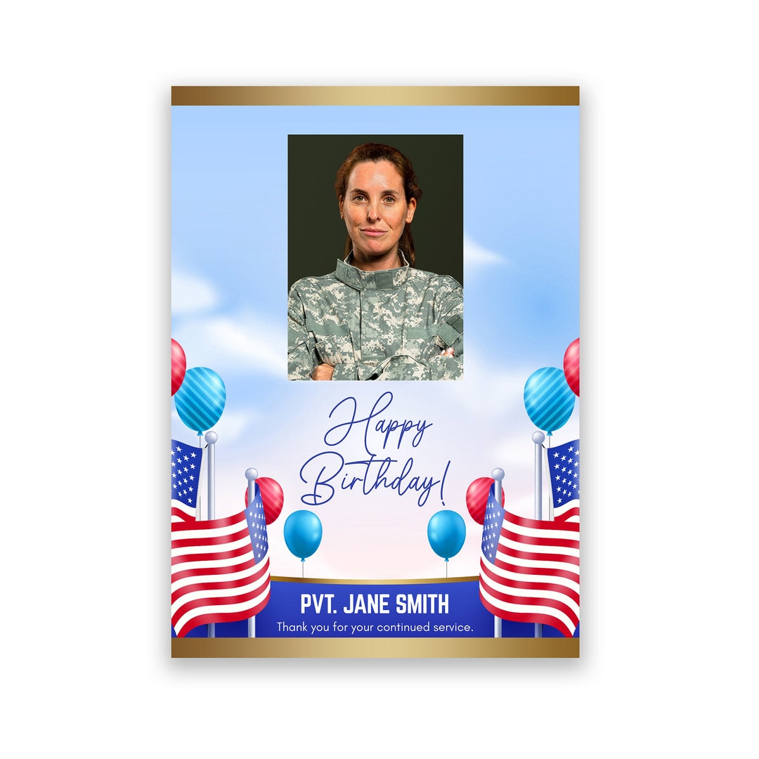 Patriotic Happy Birthday Custom Soldier Military Photo Red - Etsy