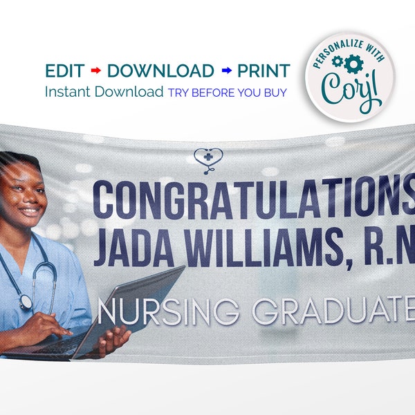 Congrats Nurse Banner - Etsy