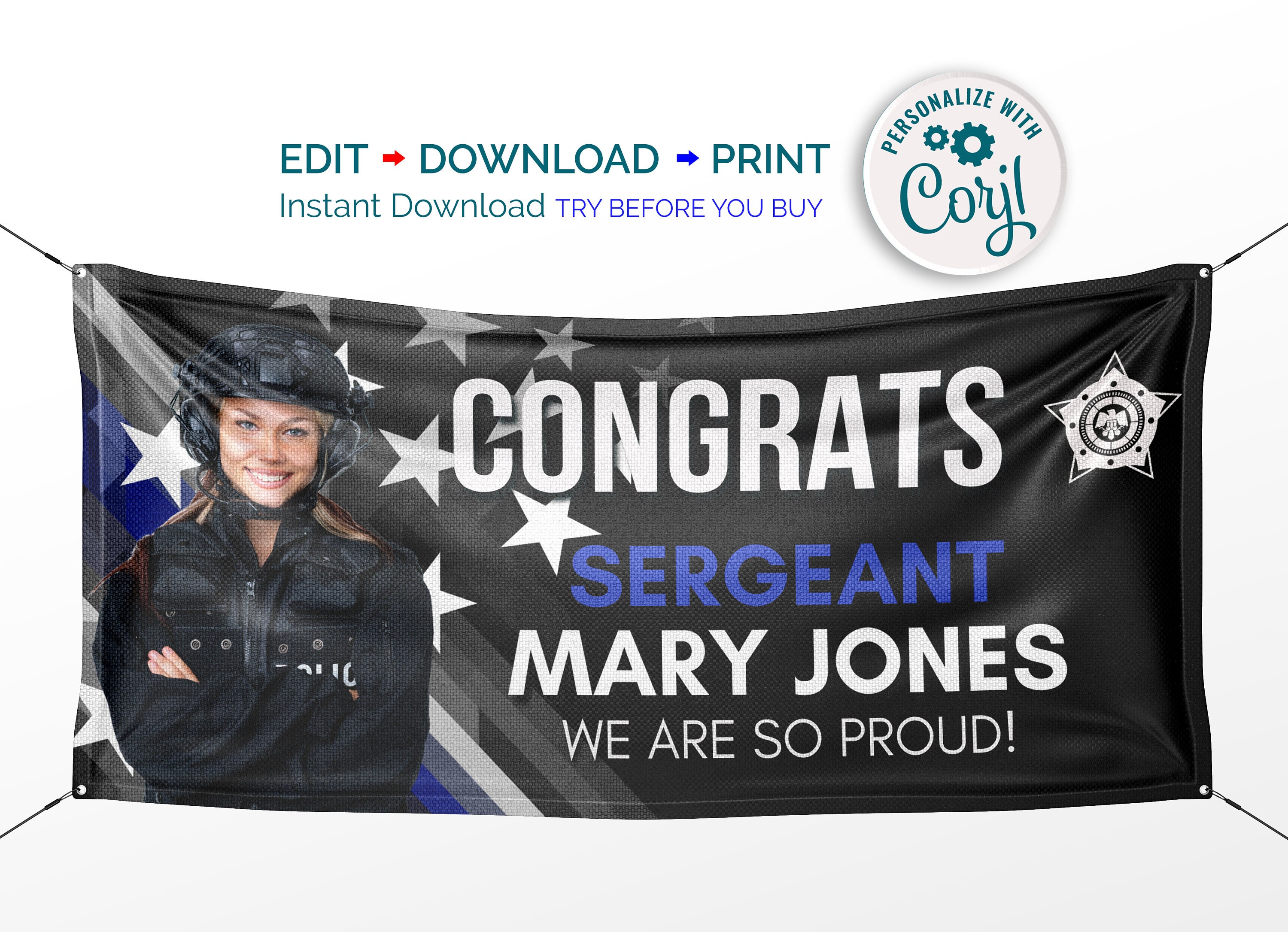 Printable Congrats Party Photo Banner Custom Sergeant Police Officer ...