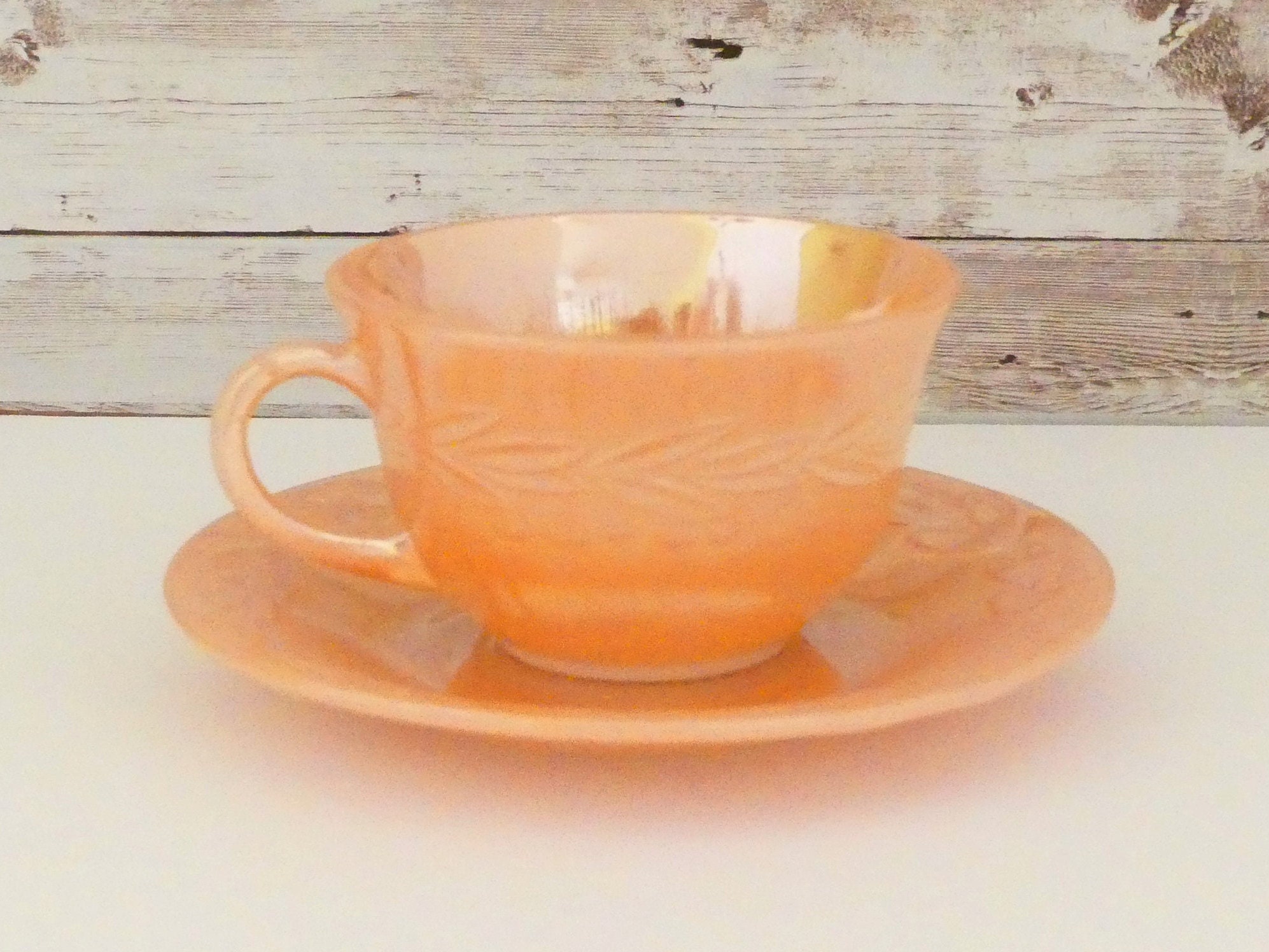 Fire King Peach Lusterware Tea Cup-laurel Leaves - Etsy