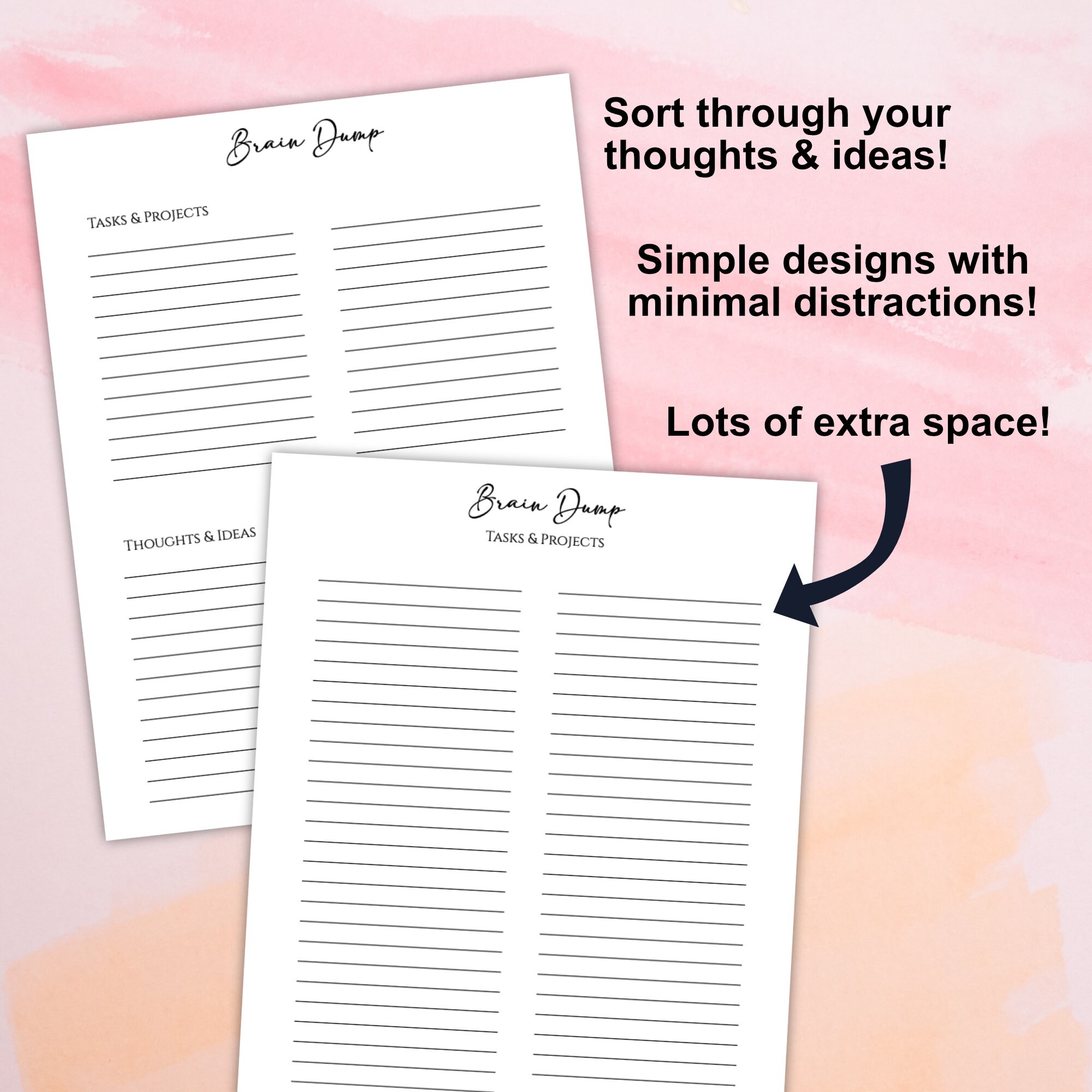 Brain Dump Workbook, Printable Brain Dump Tutorial With Worksheets - Etsy