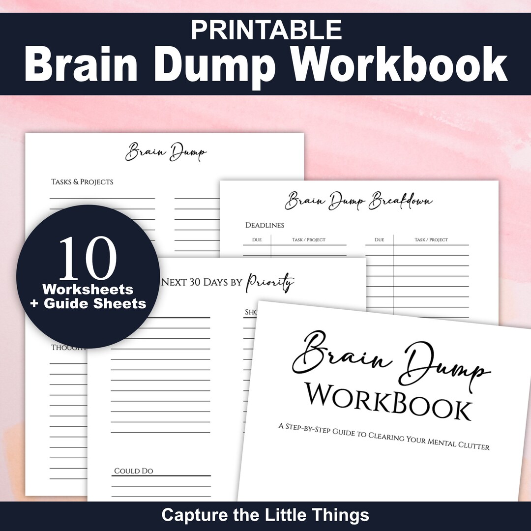 Brain Dump Workbook, Printable Brain Dump Tutorial With Worksheets - Etsy