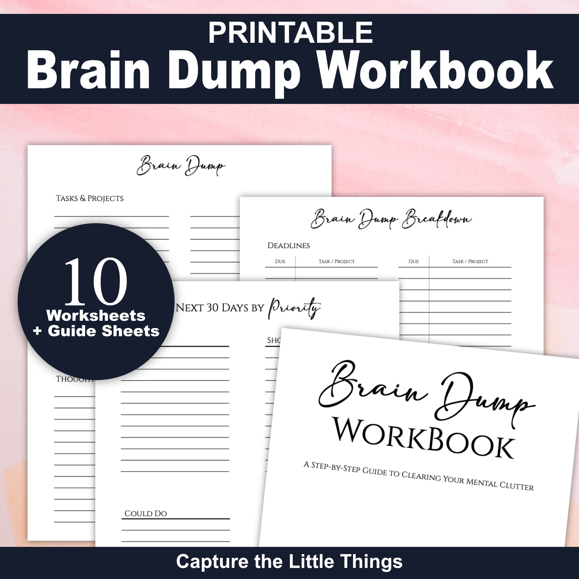 Brain Dump Workbook, Printable Brain Dump Tutorial With Worksheets - Etsy