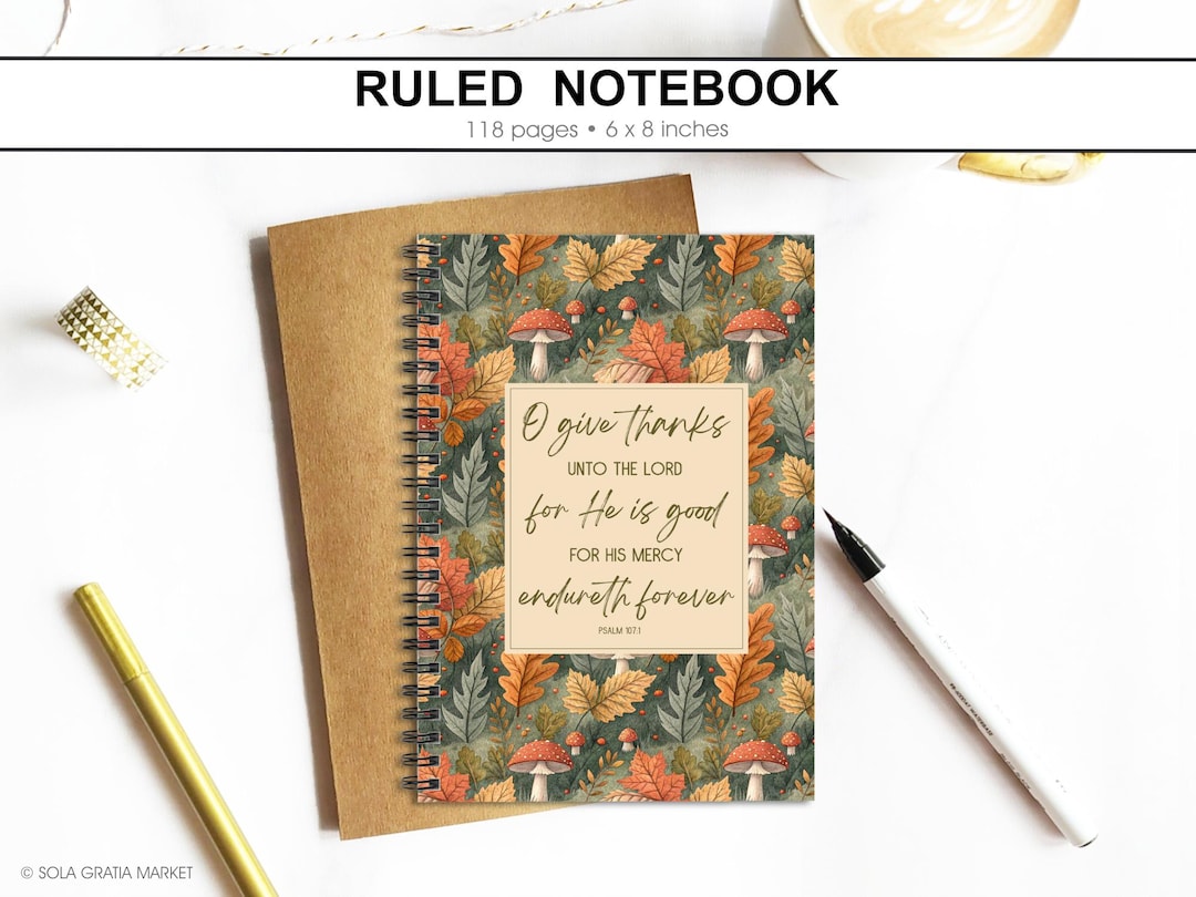 Autumn Gratitude Journal With Bible Verse, O Give Thanks Unto the Lord ...