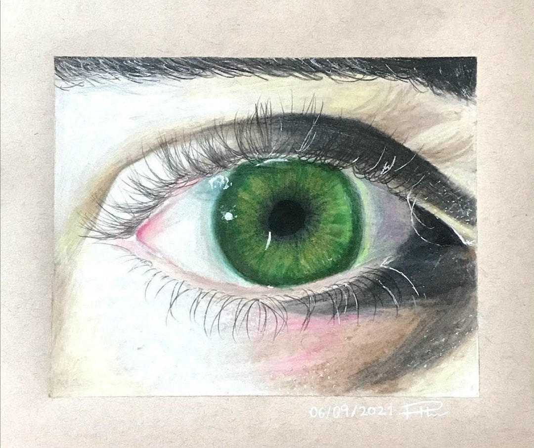 ORIGINAL Green Eye Drawing - Etsy