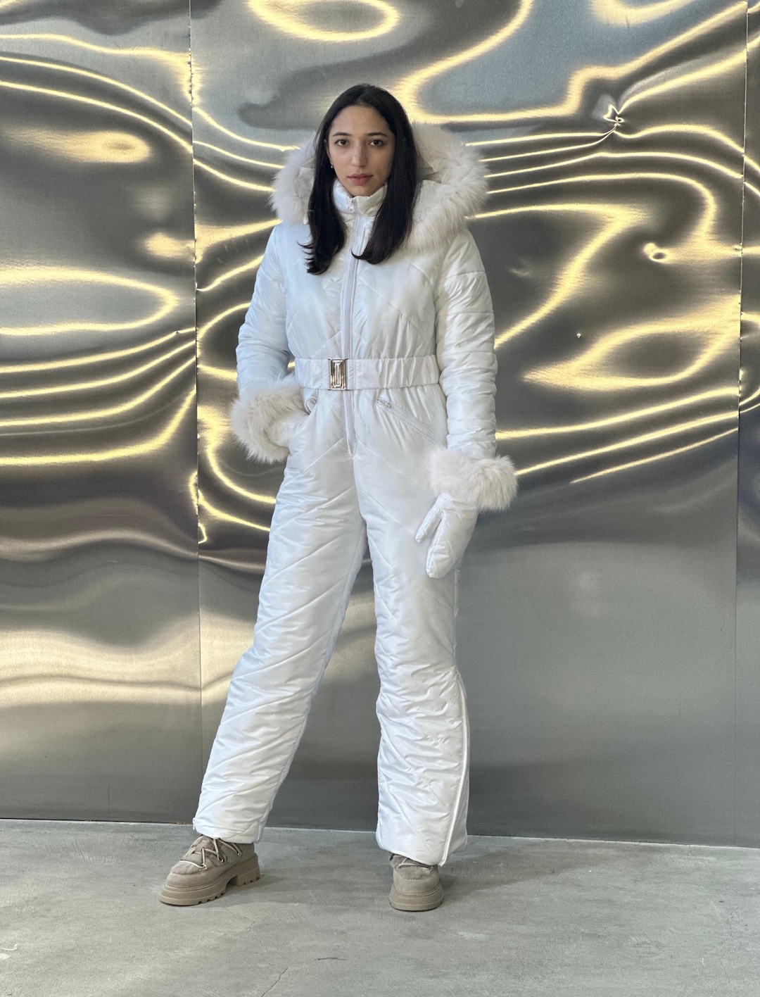 White Ski Suit, Women Ski Jumpsuit, Ski Suit Women, White Winter ...