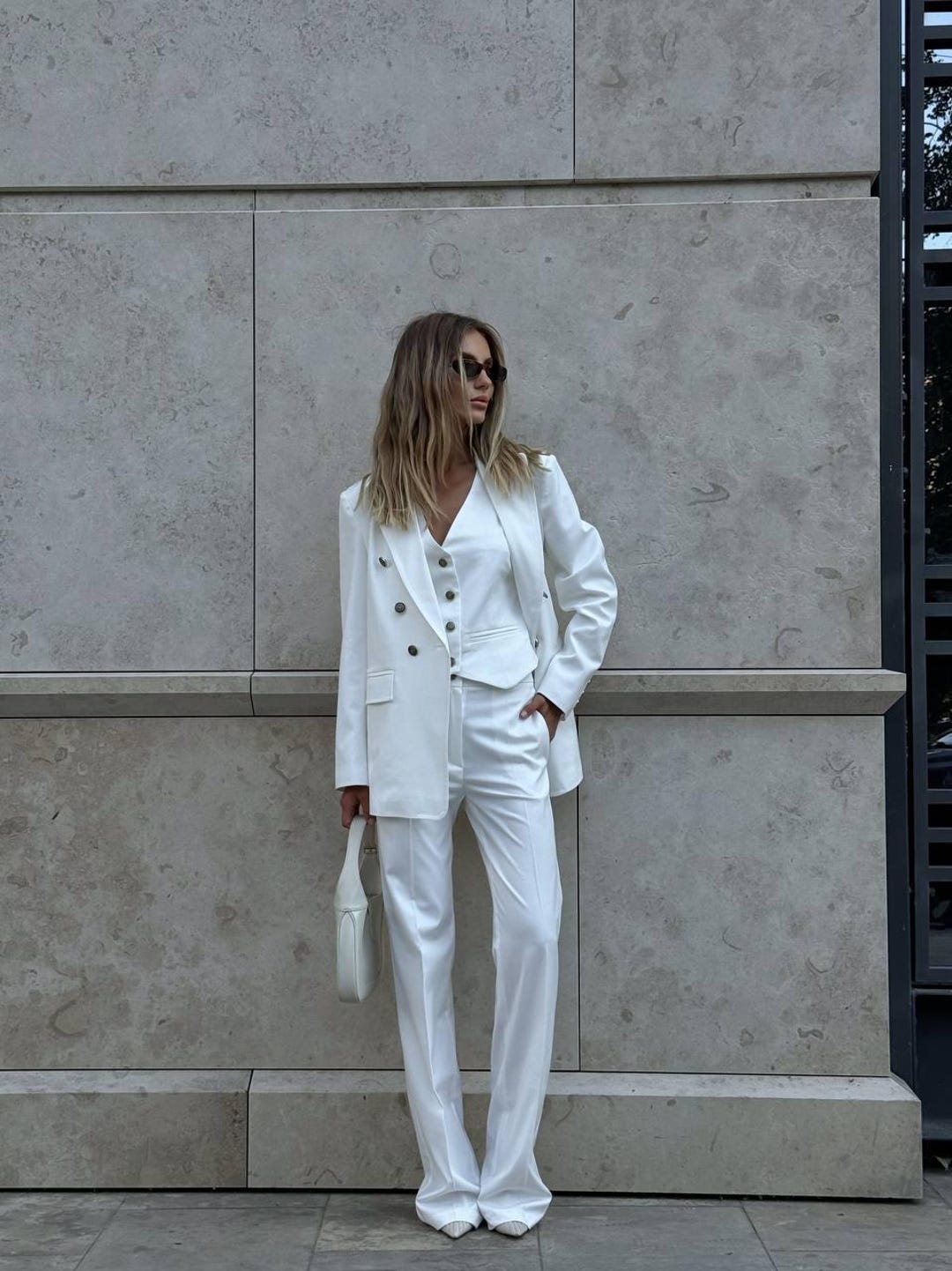 Woman Bridal Pantsuit, White Wedding Suit, White Suit for Woman, Three ...