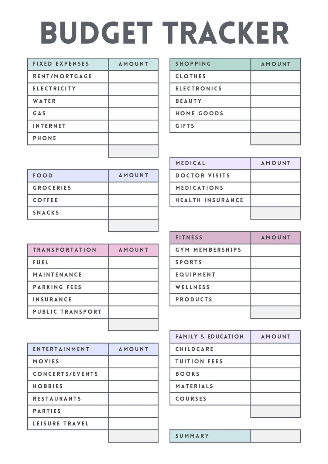 Simple Calming Budget Tracker and Planner - Etsy