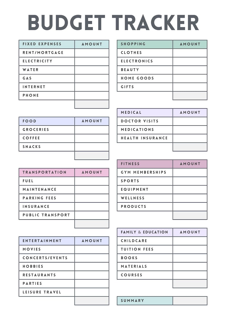 Simple Calming Budget Tracker and Planner - Etsy