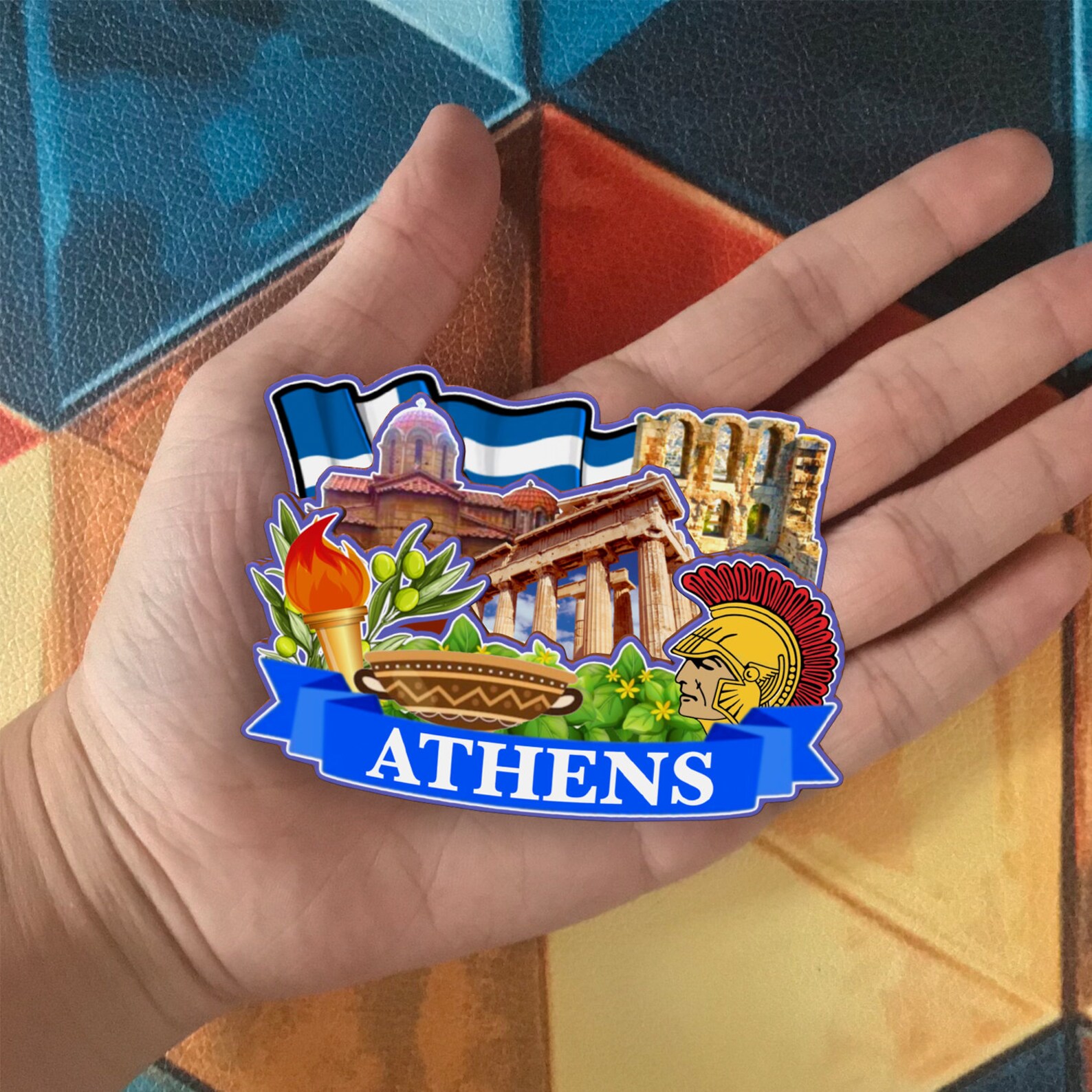 Athens Greece Fridge Magnet City Trvavel Souvenirs Handmade Wood ...