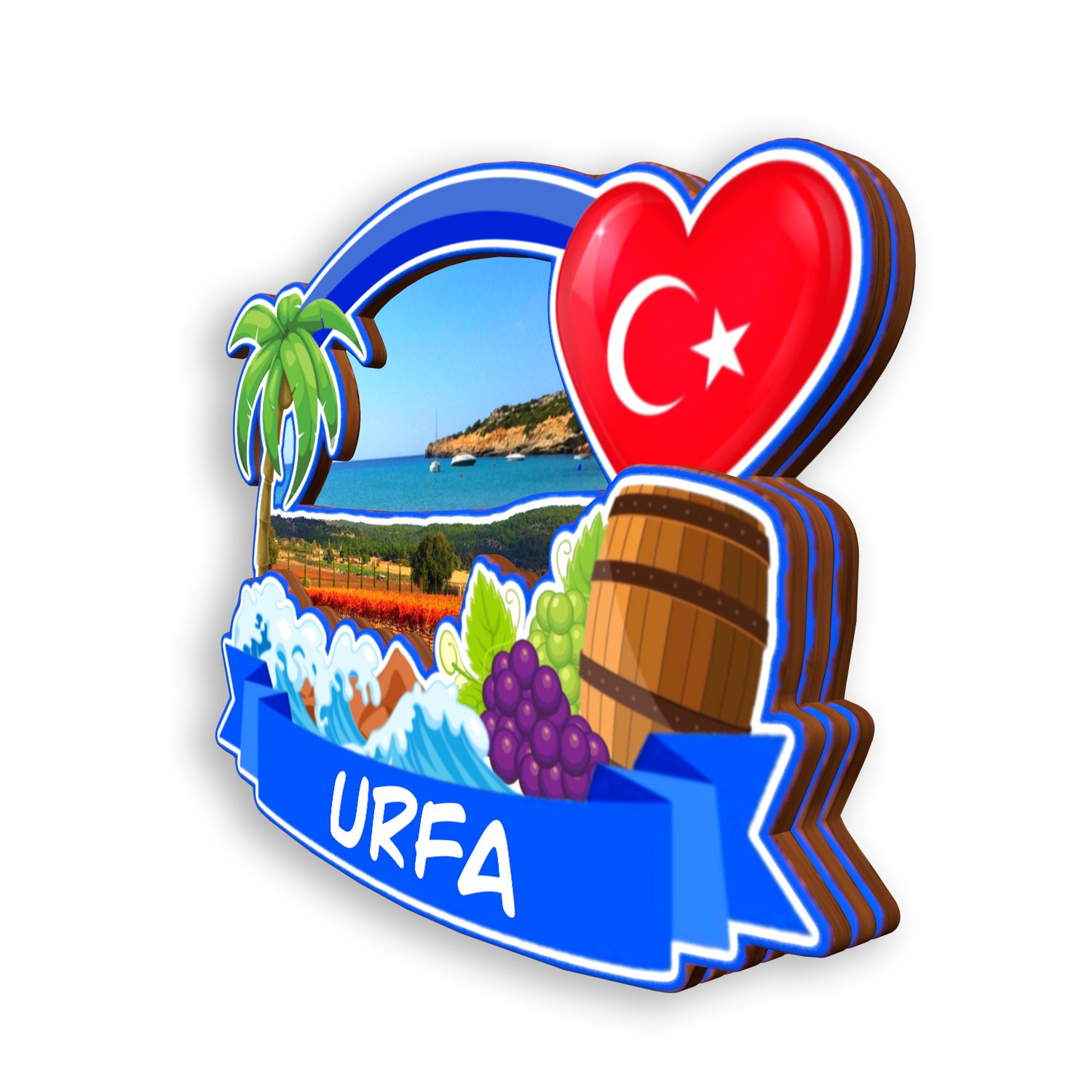 Urfa Turkey Fridge Magnet City Trvavel Souvenirs Handmade Wood ...