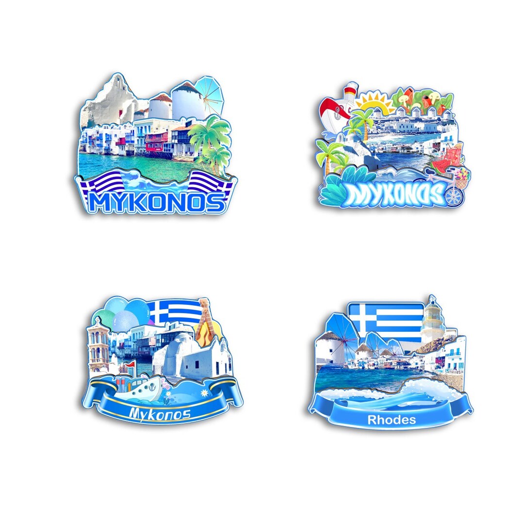 Mykonos Rhodes GREECE Fridge Magnet City Trvavel Souvenirs Handmade ...