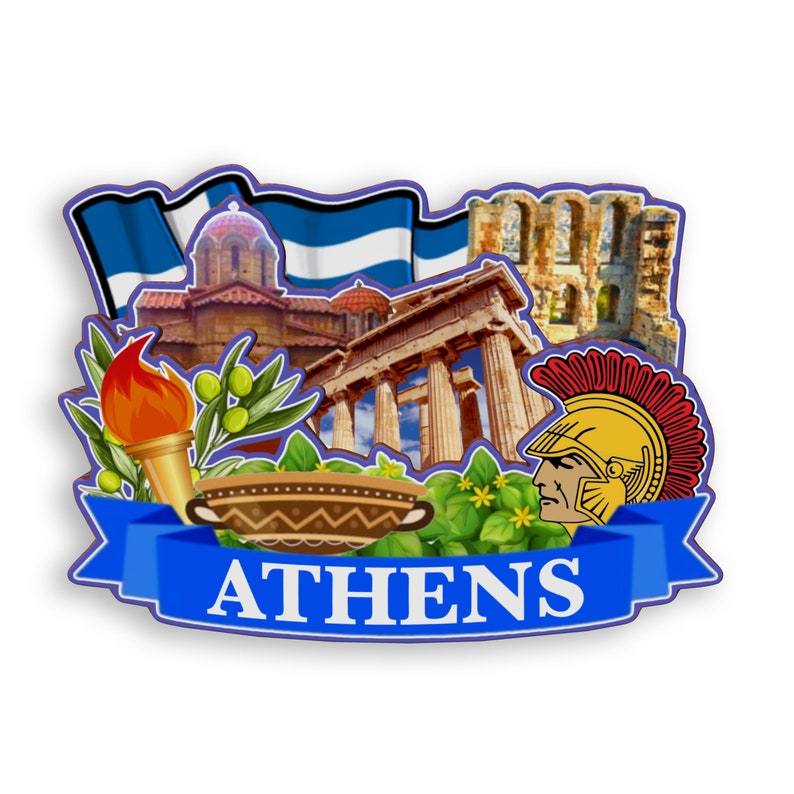 Athens Greece Fridge Magnet City Trvavel Souvenirs Handmade Wood ...