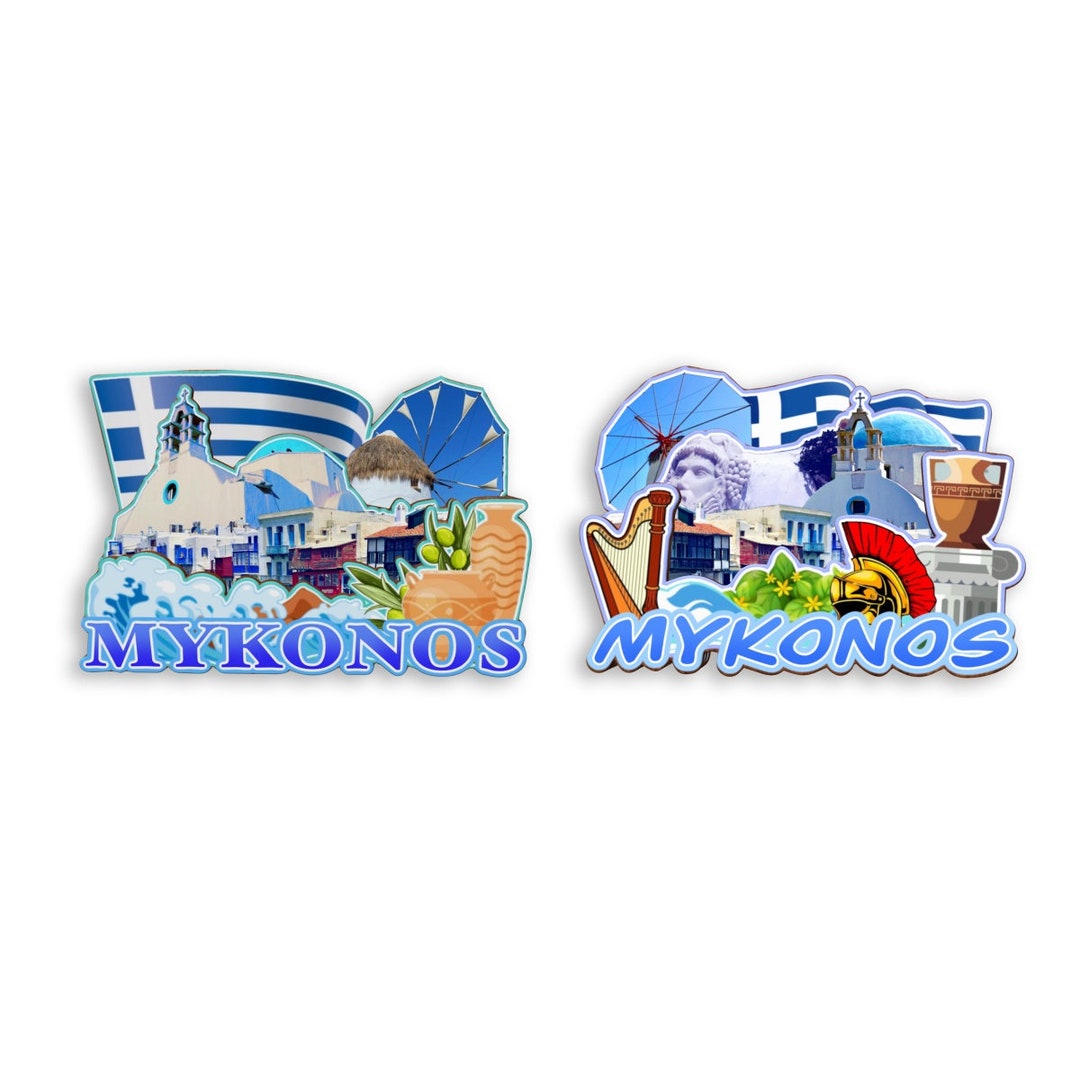 Mykonos Greece Fridge Magnet City Trvavel Souvenirs Handmade Wood ...