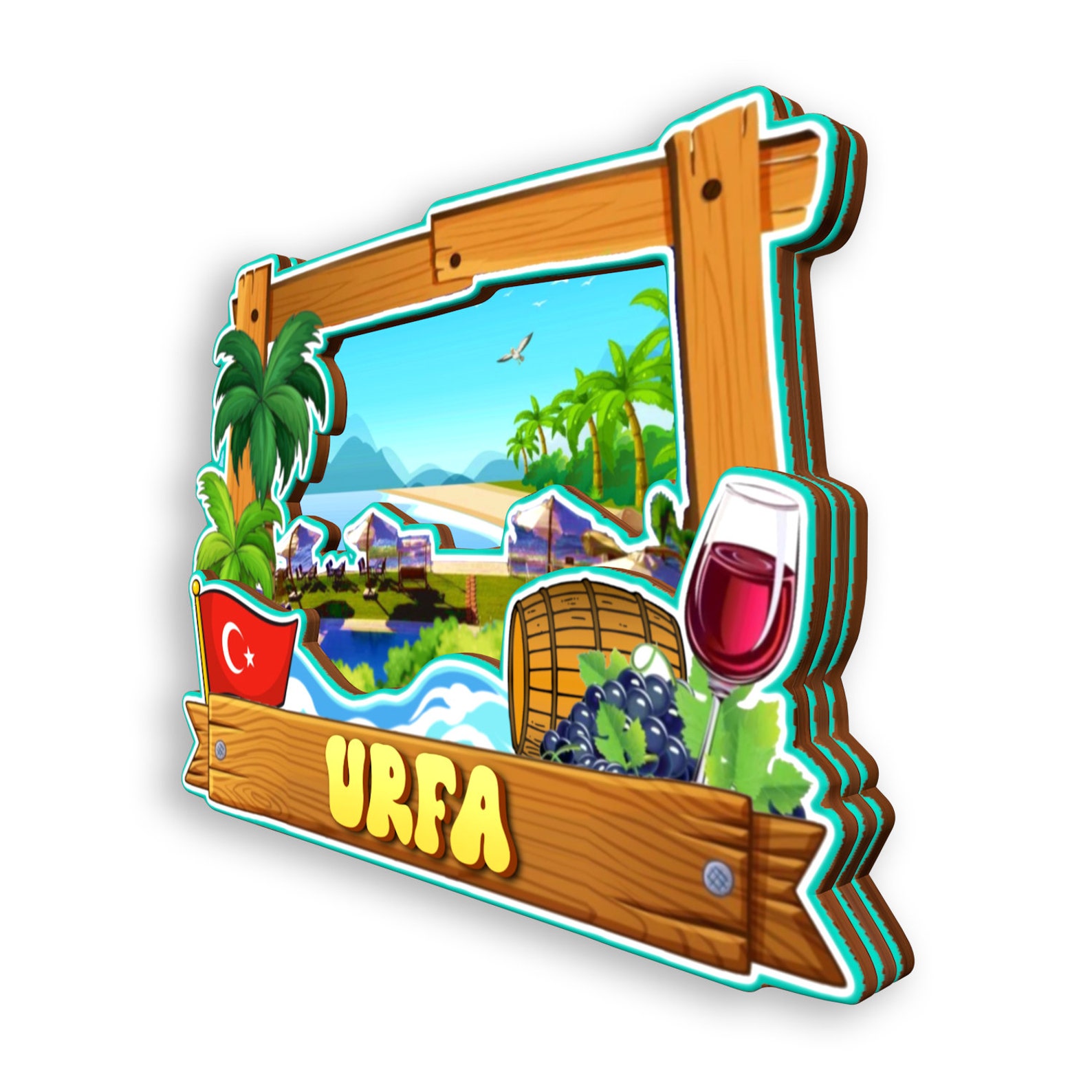 Urfa Turkey Fridge Magnet City Trvavel Souvenirs Handmade Wood ...
