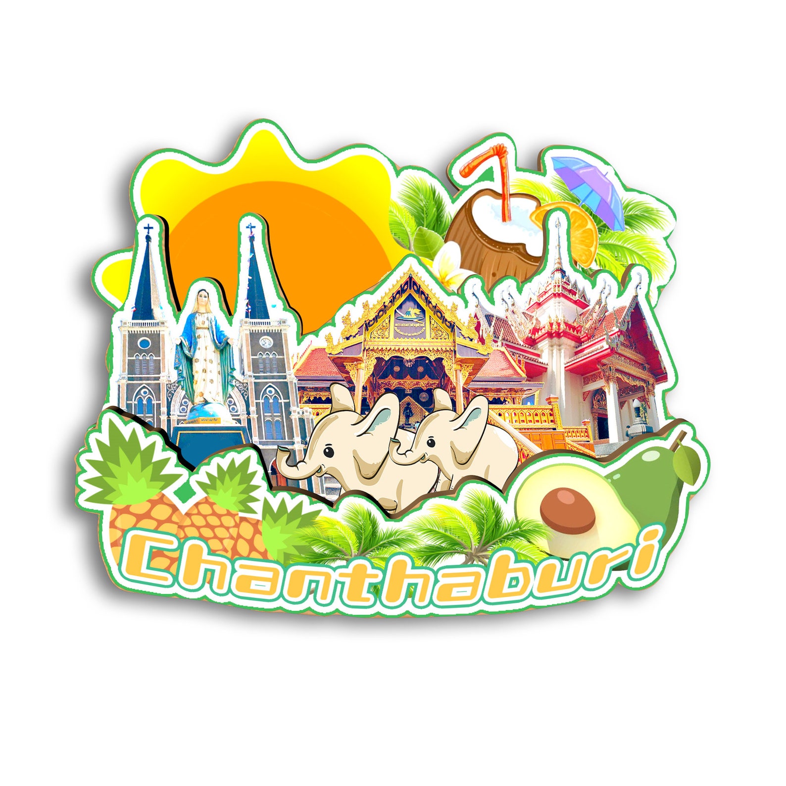 Surat Thani Chanthaburi Surin Thailand Fridge Magnet City Trvavel ...