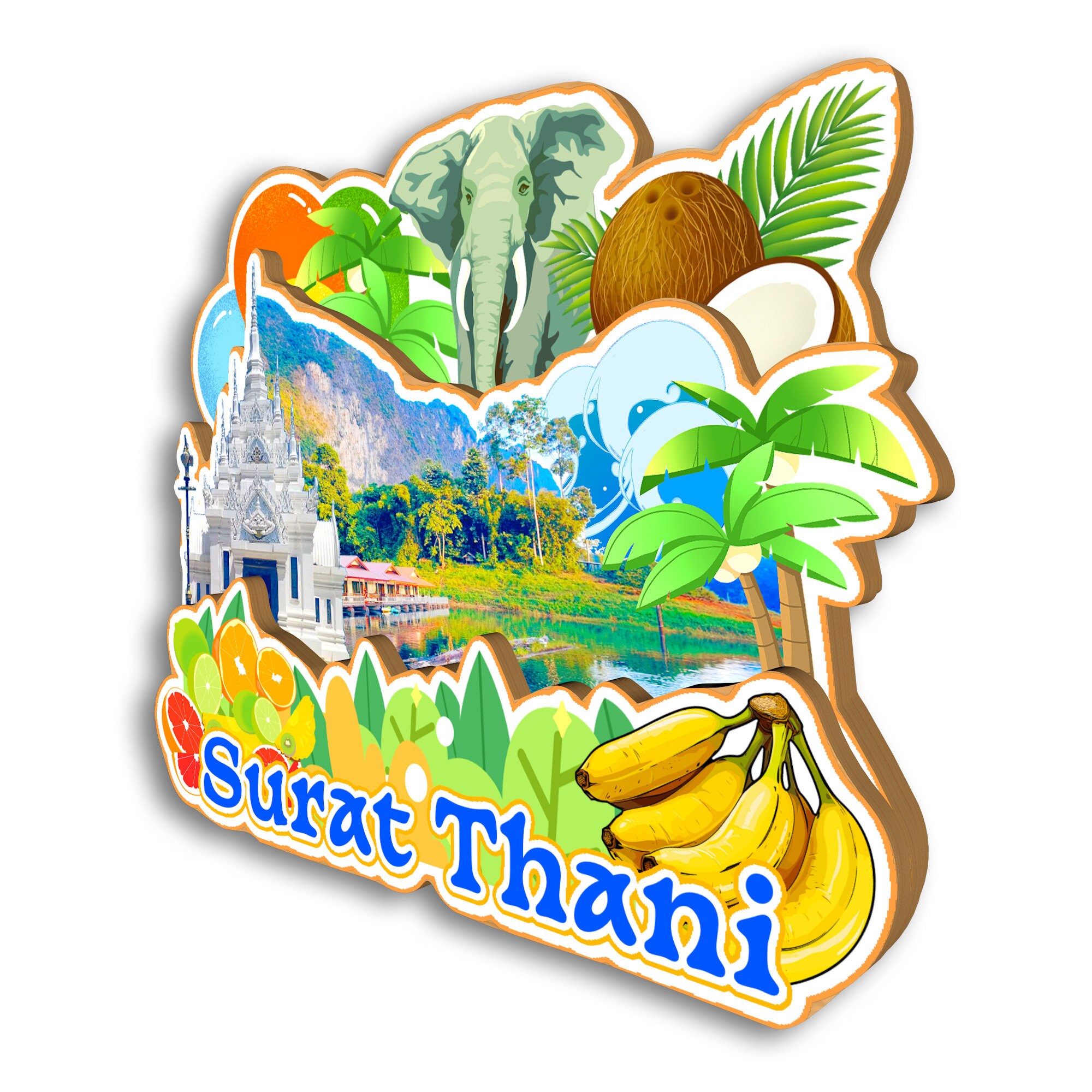 Surat Thani Chanthaburi Surin Thailand Fridge Magnet City Trvavel ...