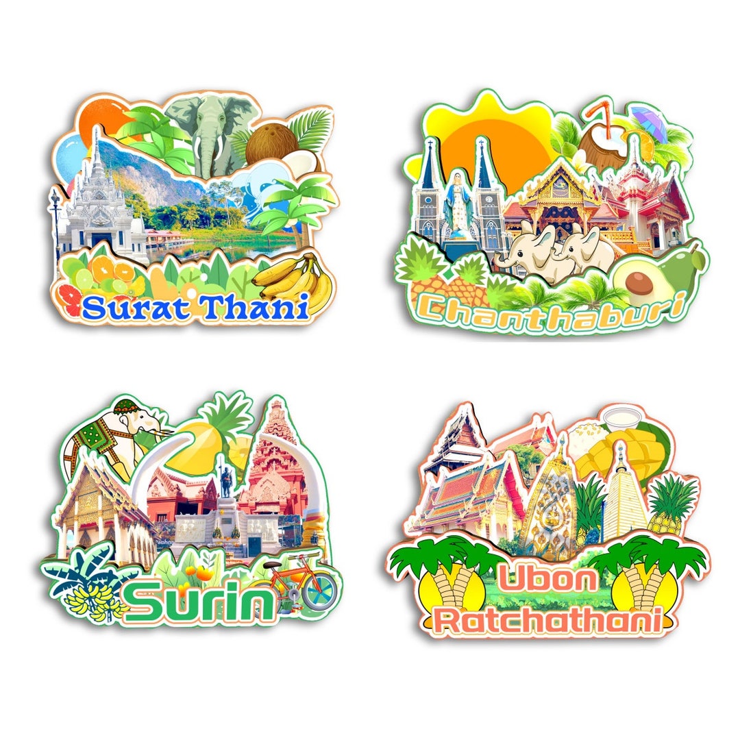 Surat Thani Chanthaburi Surin Thailand Fridge Magnet City Trvavel ...