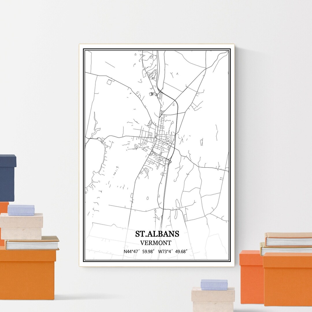 St.albans Vermont USA America Map Print Wall Art Canvas Poster Artwork ...