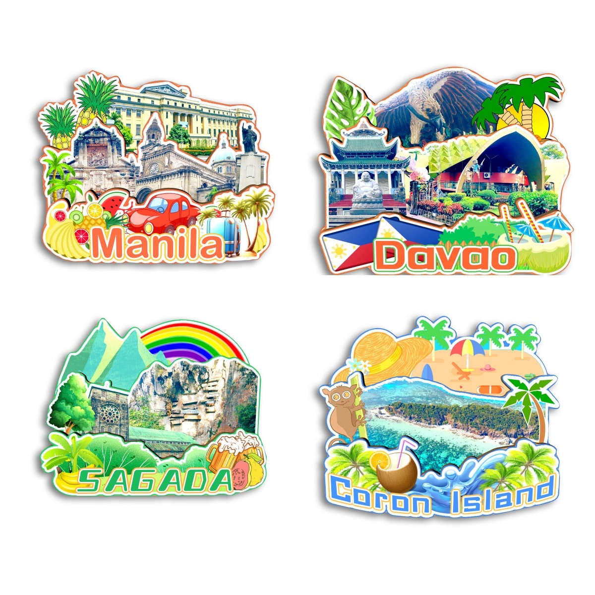 Manila Davao Sagada Coron Island Philippines Fridge Magnet City Trvavel ...