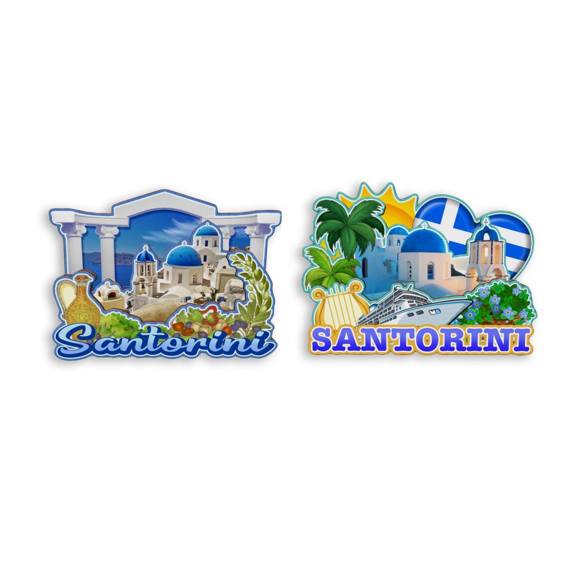 Santorini Greece Fridge Magnet City Trvavel Souvenirs Handmade Wood ...