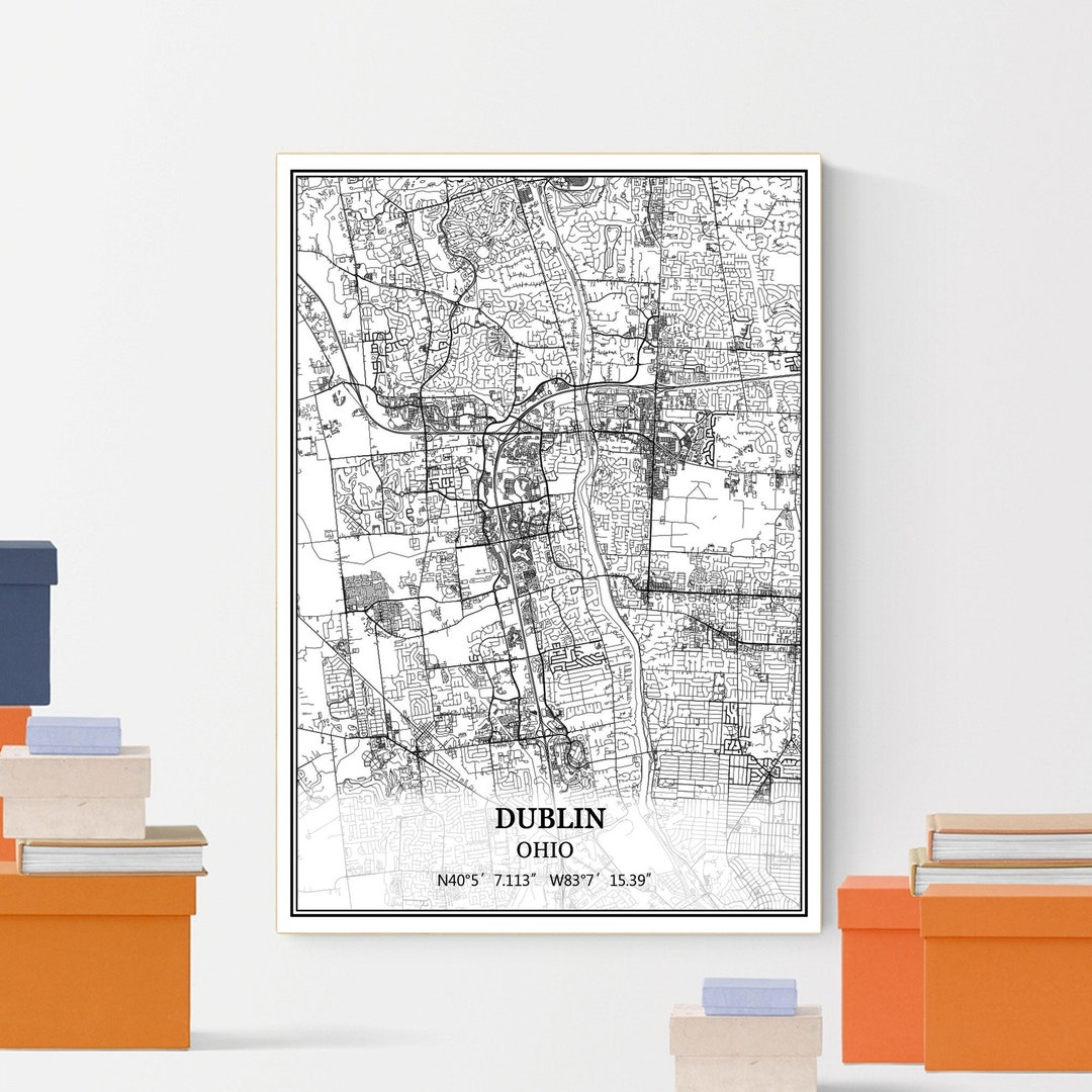 Dublin Ohio USA America Map Print Wall Art Canvas Poster Artwork ...