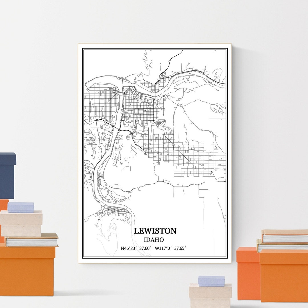 Lewiston Idaho USA America Map Print Wall Art Canvas Poster Artwork ...