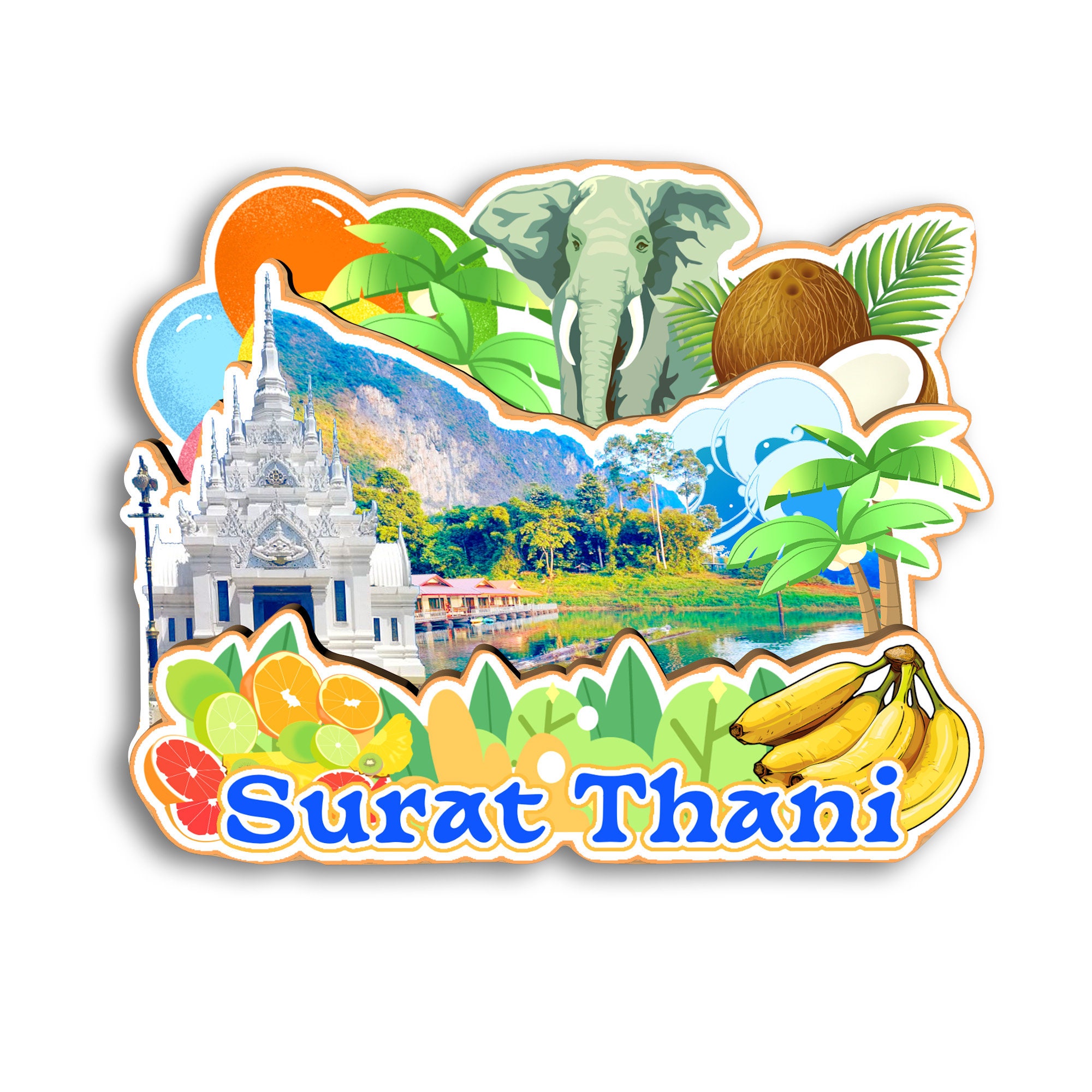 Surat Thani Chanthaburi Surin Thailand Fridge Magnet City Trvavel ...