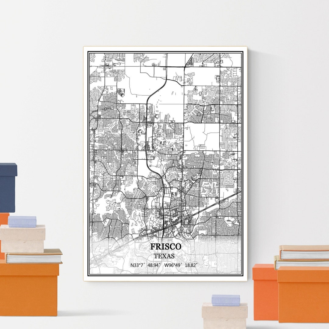 Frisco Texas USA America Map Print Wall Art Canvas Poster Artwork ...
