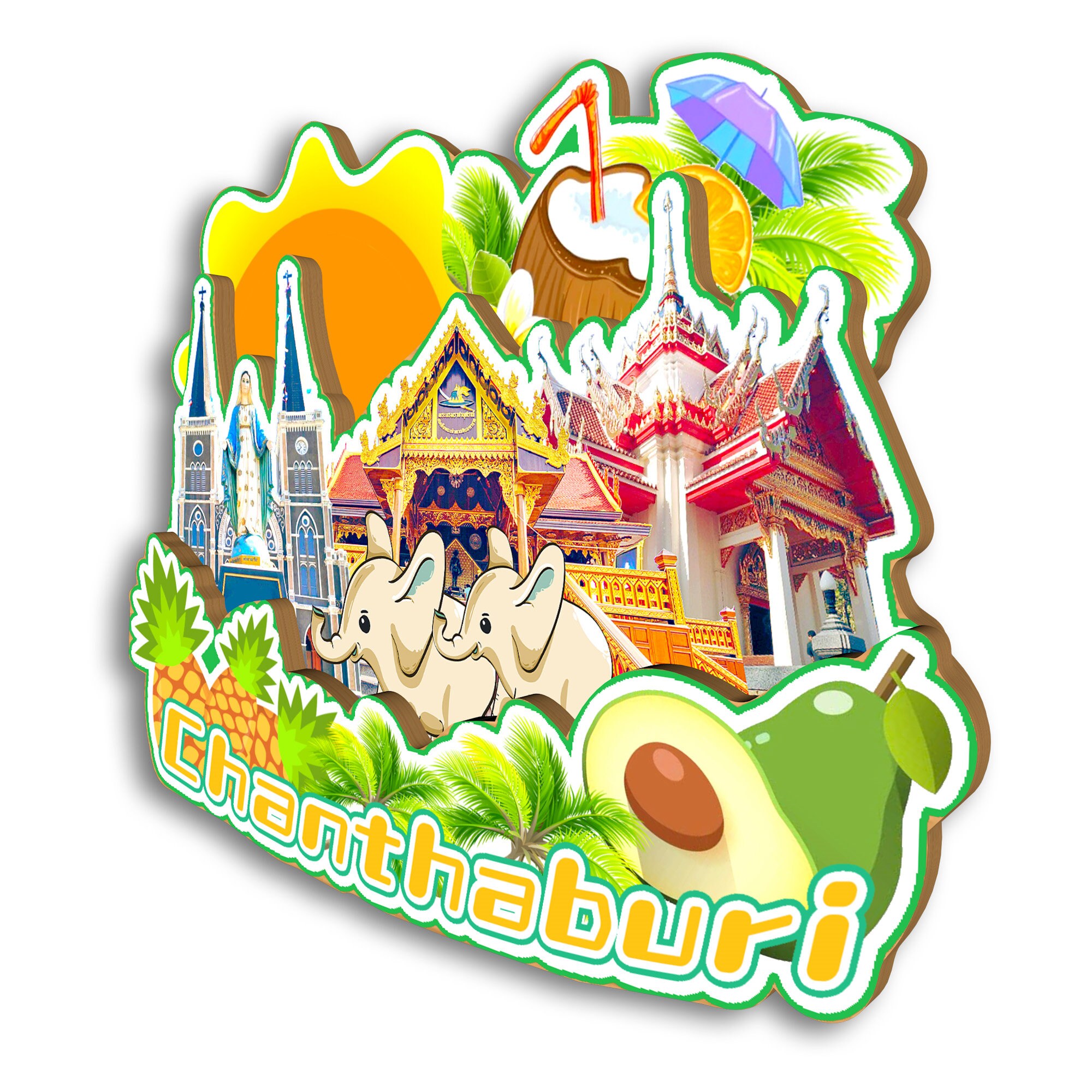 Surat Thani Chanthaburi Surin Thailand Fridge Magnet City Trvavel ...