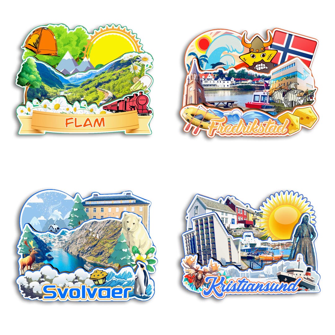 Flam Fredrikstad Svolvaer Bodo NORWAY Fridge Magnet City Trvavel ...