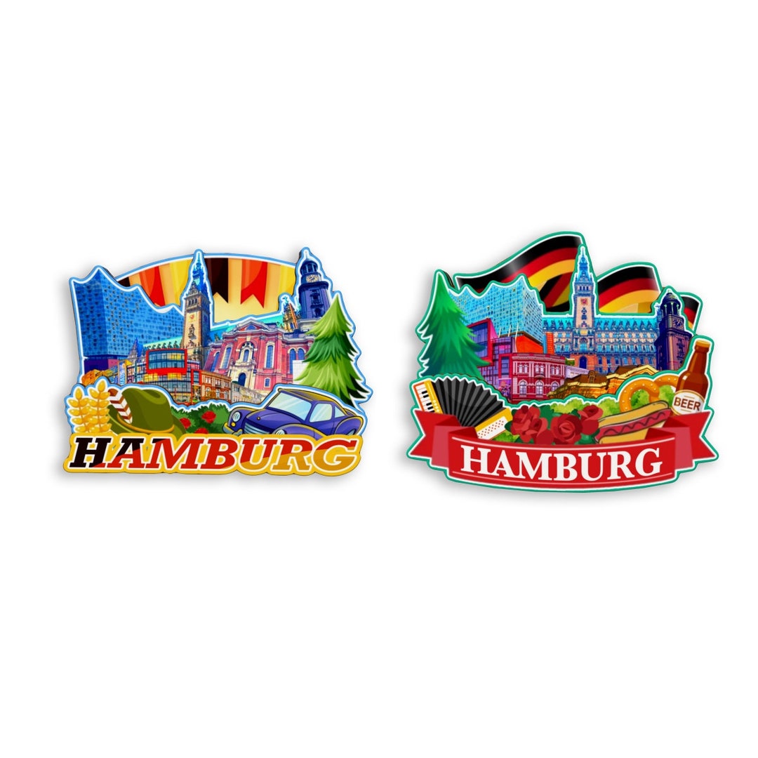 Hamburg Germany Fridge Magnet City Trvavel Souvenirs Handmade Wood ...