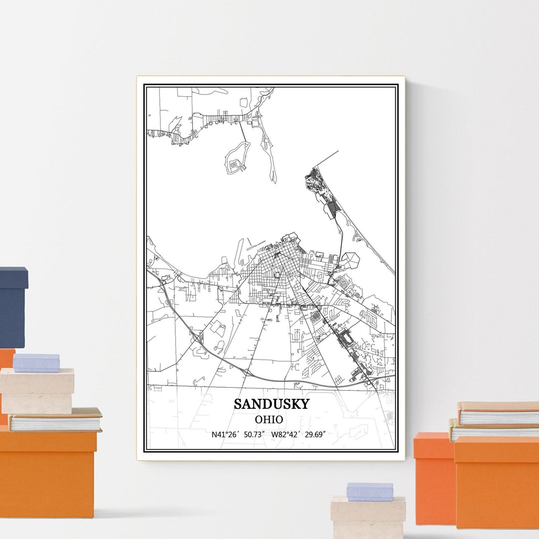 Sandusky Ohio USA America Map Print Wall Art Canvas Poster Artwork ...