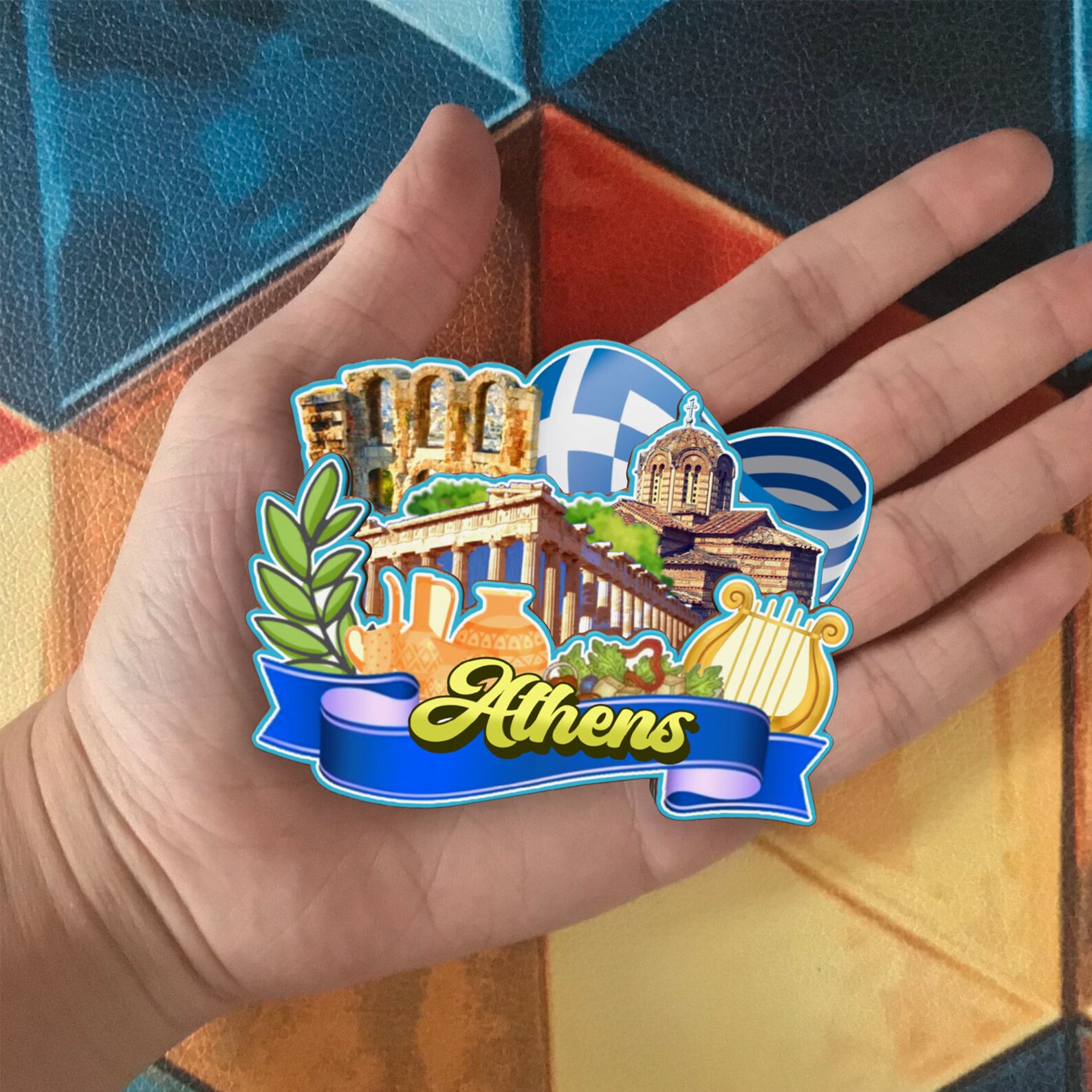 Athens Greece Fridge Magnet City Trvavel Souvenirs Handmade Wood ...