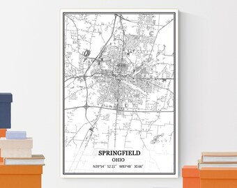 Springfield Ohio Map - Etsy