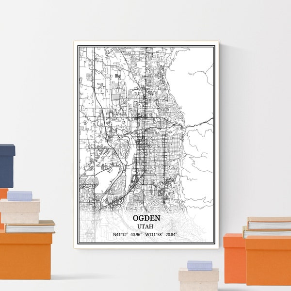 Black and White Map of Ogden - Etsy