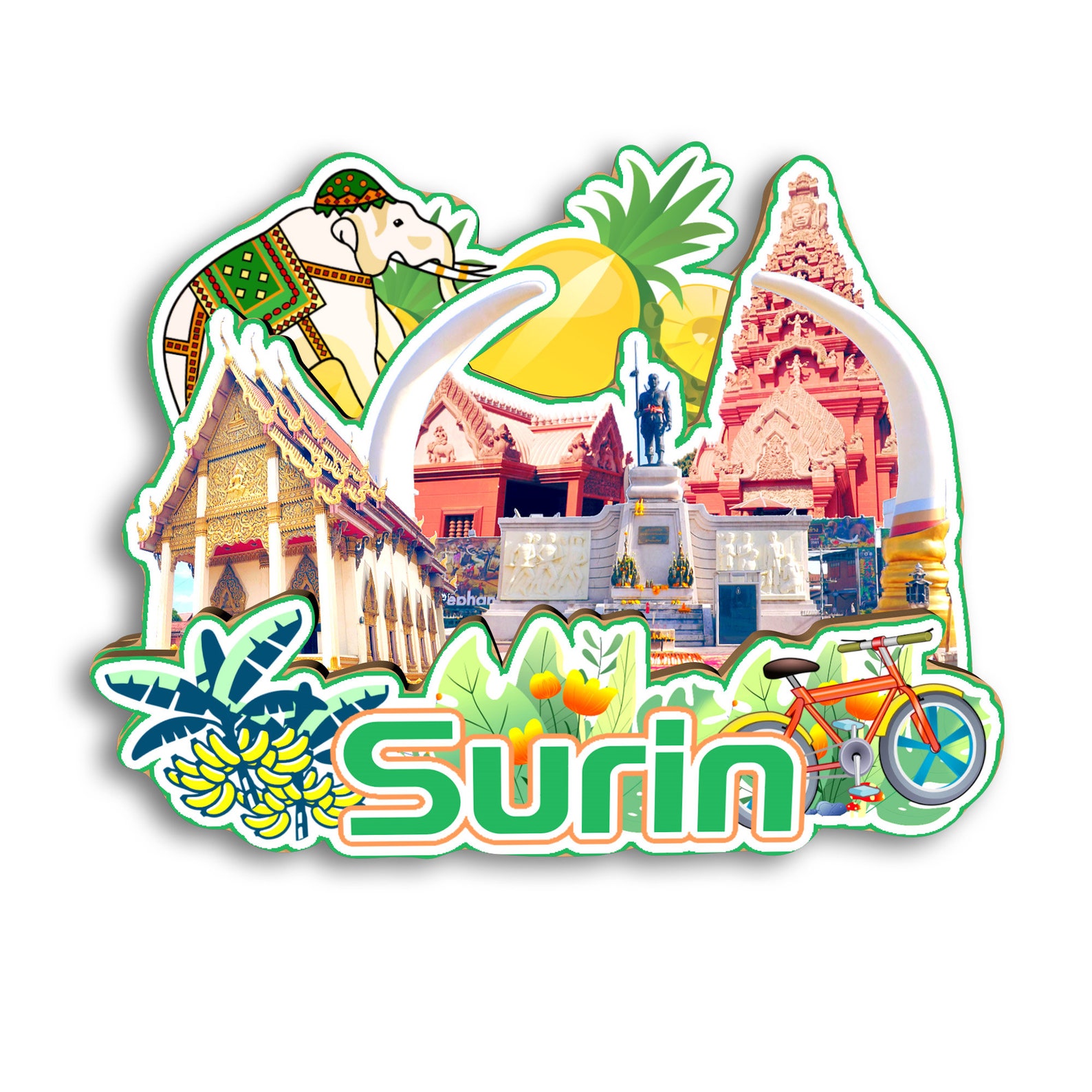 Surat Thani Chanthaburi Surin Thailand Fridge Magnet City Trvavel ...
