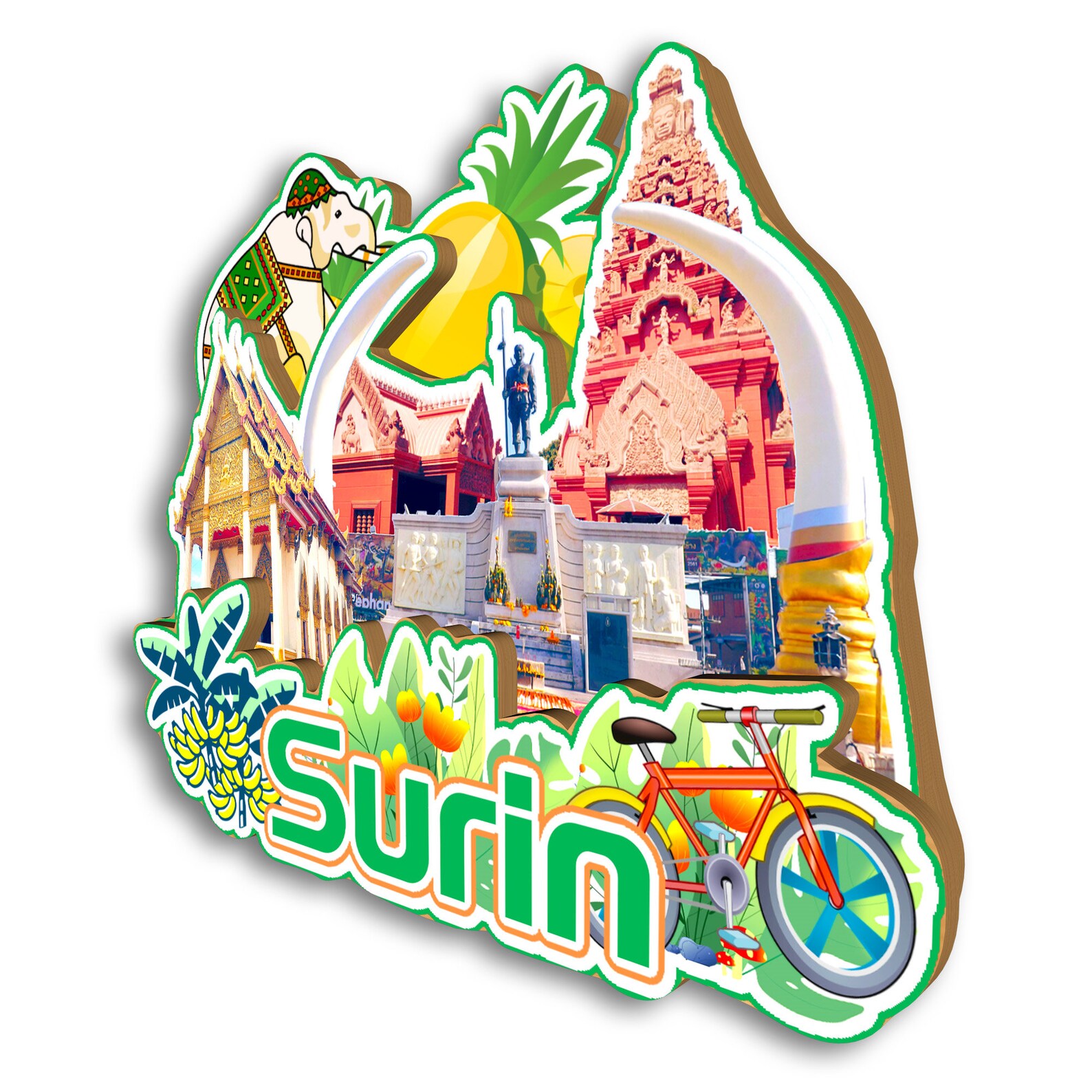 Surat Thani Chanthaburi Surin Thailand Fridge Magnet City Trvavel ...