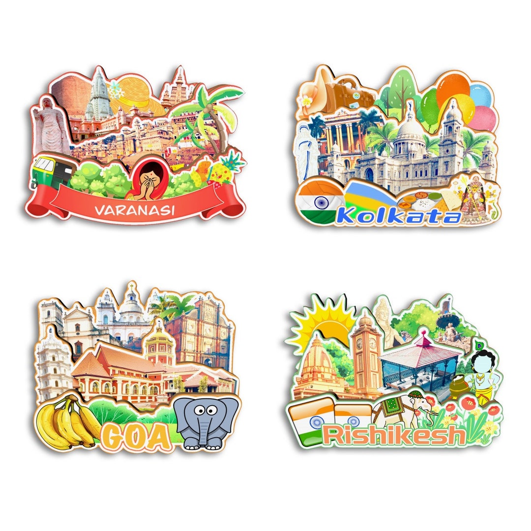Varanasi Kolkata Goa Rishikesh India Fridge Magnet City Trvavel ...