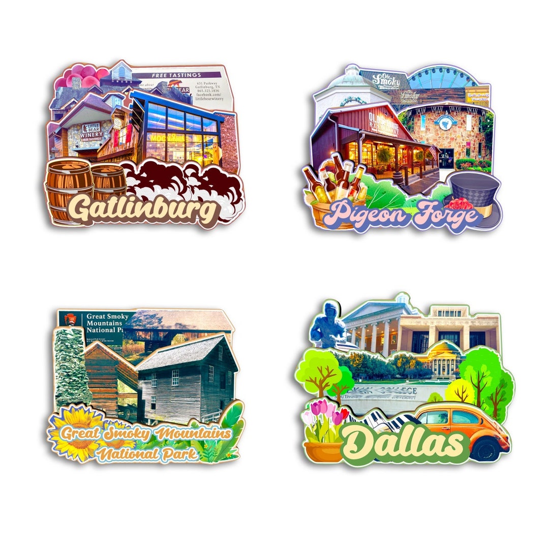 Gatlinburg Pigeon Forge Tennessee USA Fridge Magnet City Trvavel ...
