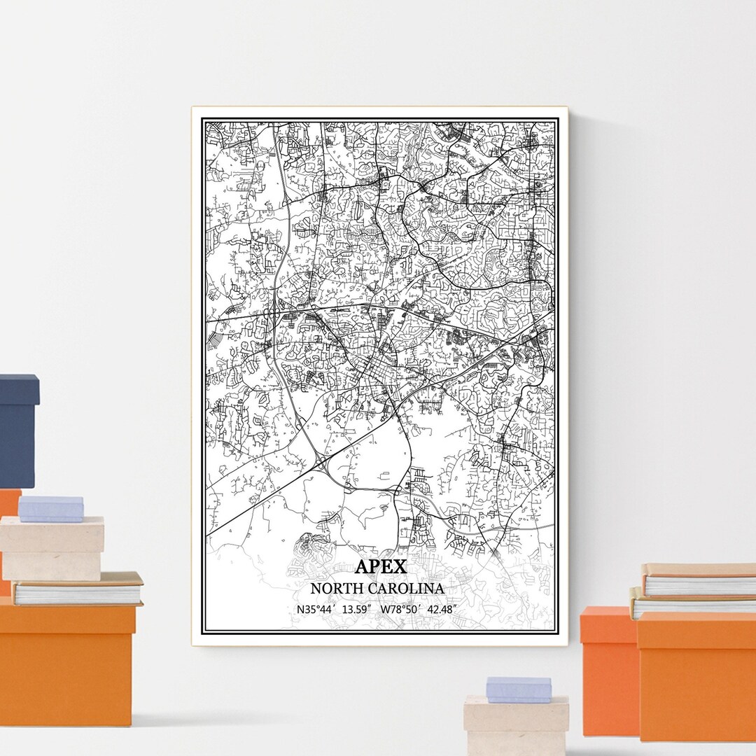 Apex North Carolina USA America Map Print Wall Art Canvas Poster ...