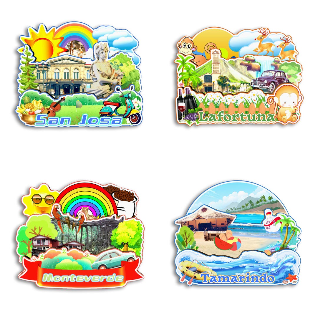 San Jose La Fortuna Monteverde Tamarindo Costa Rica Fridge Magnet City ...