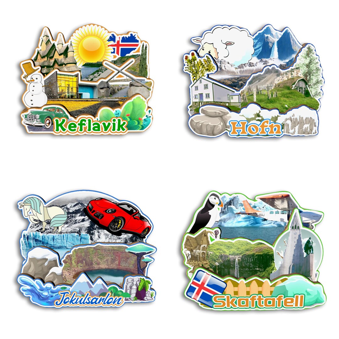 Keflavik Hofn Jokulsarlon Skaftafell ICELAND Fridge Magnet City Trvavel ...