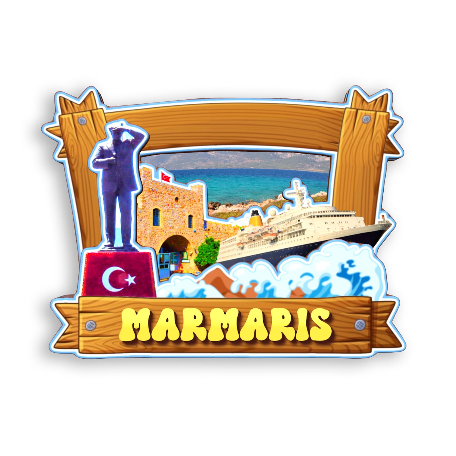 Marmaris Turkey Fridge Magnet City Trvavel Souvenirs Handmade Wood ...
