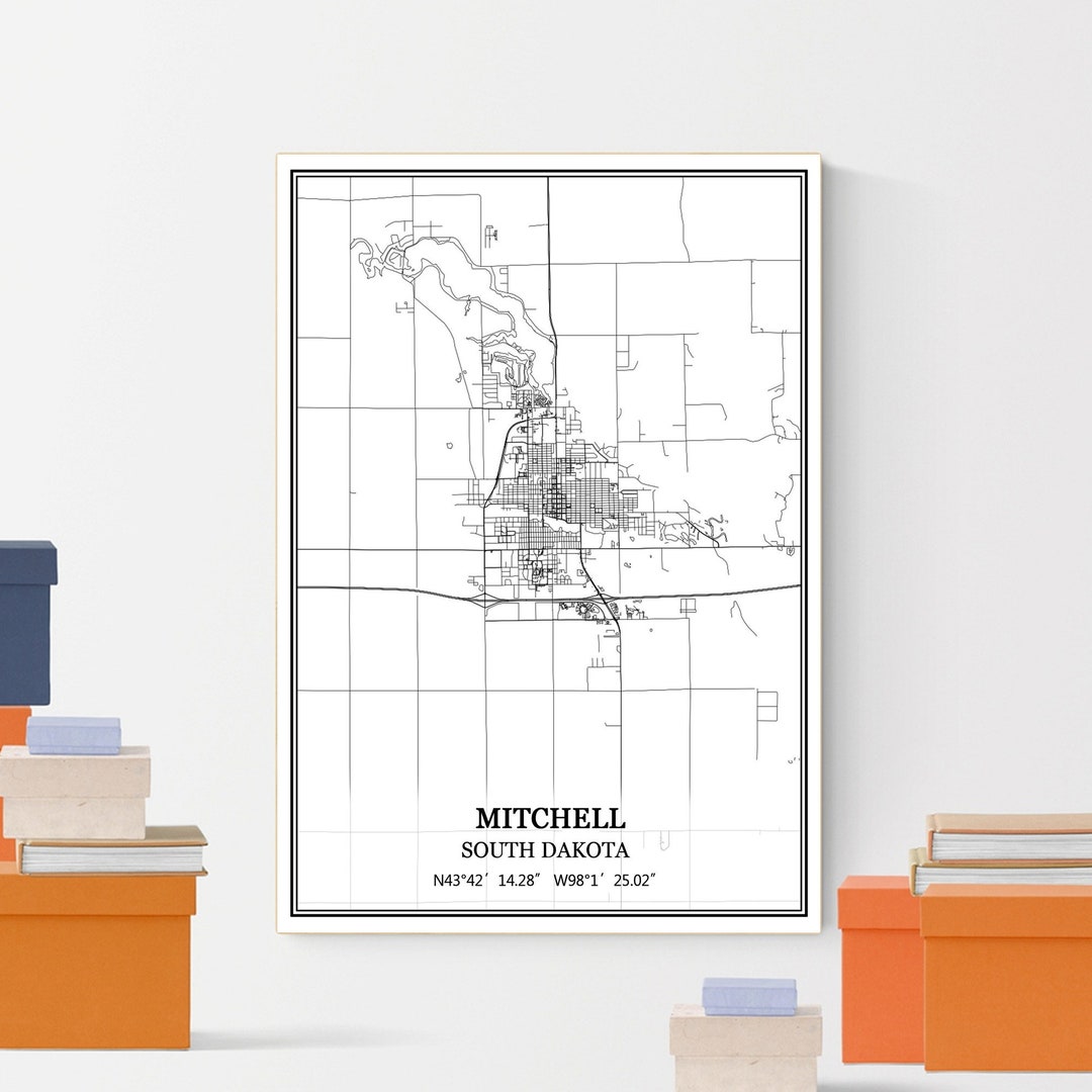 Mitchell South Dakota USA America Map Print Wall Art Canvas Poster ...