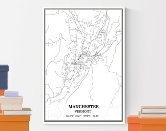 Manchester Road Map Wall Art - Etsy